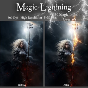30 Lightning Bolts Overlays Magic Orbs Overlays Photo Editing Png File ...