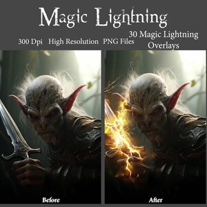 30 Lightning Bolts Overlays Magic Orbs Overlays Photo Editing Png File ...