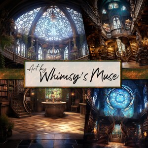 12 Fantasy Wizard Library Realm Background, Magic Library, Scrapbooking ...