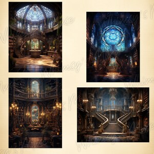 12 Fantasy Wizard Library Realm Background, Magic Library, Scrapbooking ...