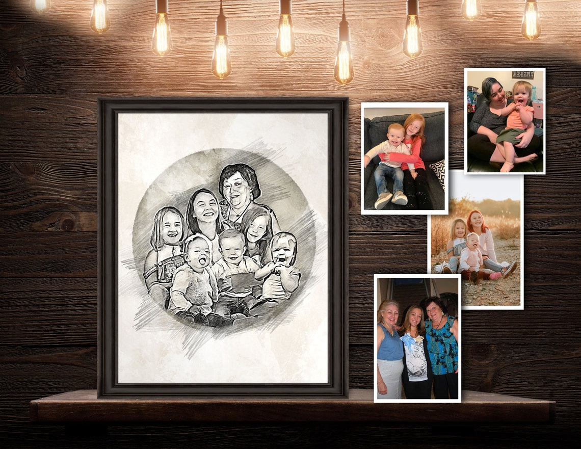 Custom Portrait from multiple photos Merging Photos Of Loved | Etsy