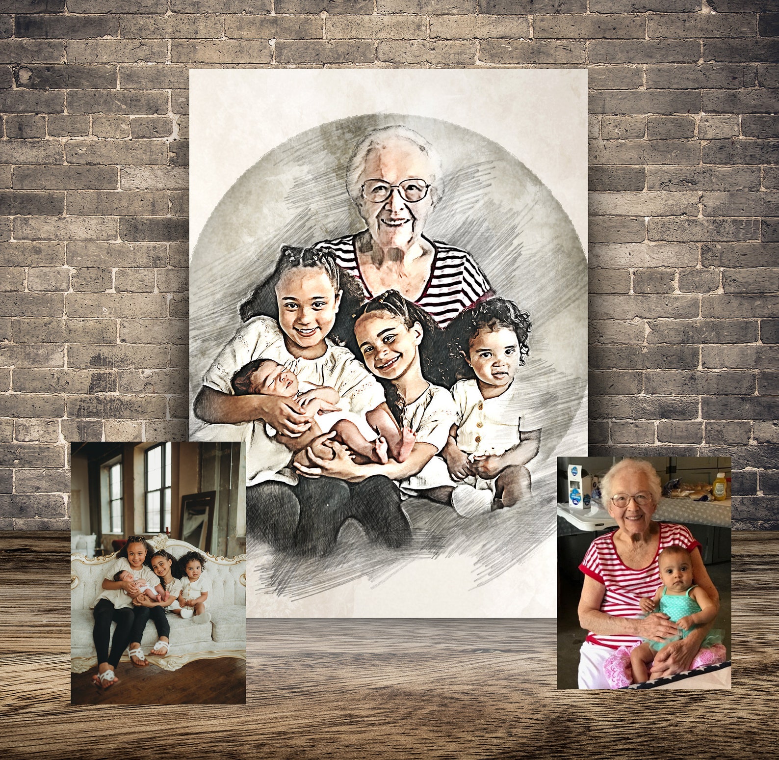 Merging Photos of Loved Ones, Digital Custom Portrait of the Couple ...