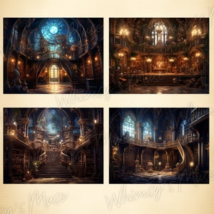 12 Fantasy Wizard Library Realm Background, Magic Library, Scrapbooking ...