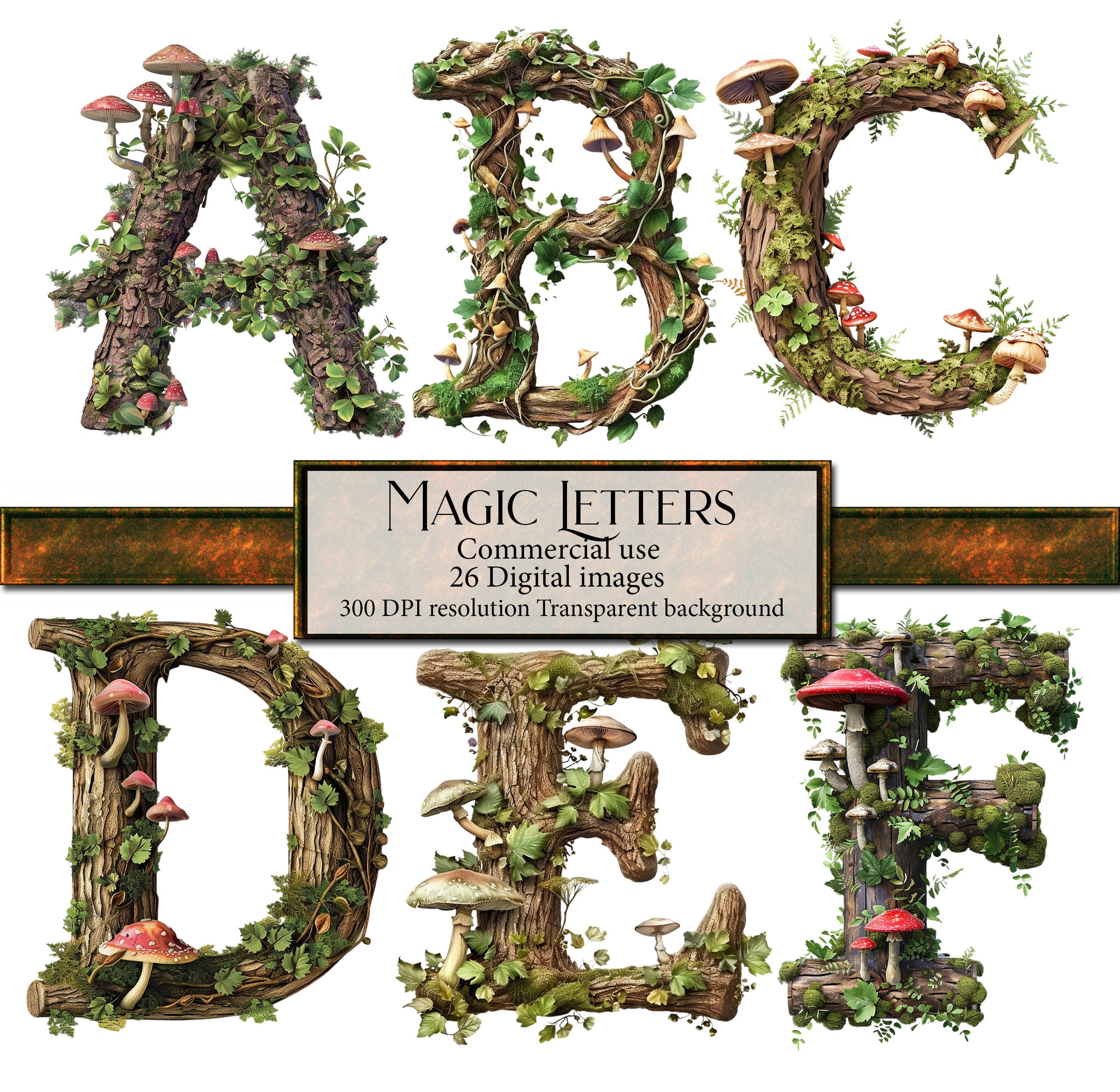 26 Magical Alphabet Letters, Fantasy Letters, Transparent Background ...