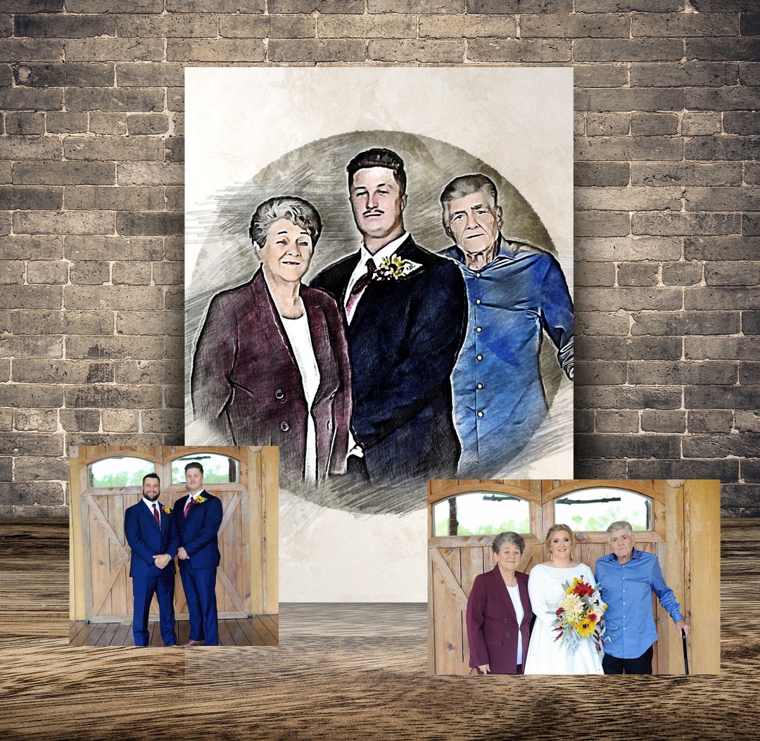 Merging Photos of Loved Ones, Digital Custom Portrait of the Couple ...