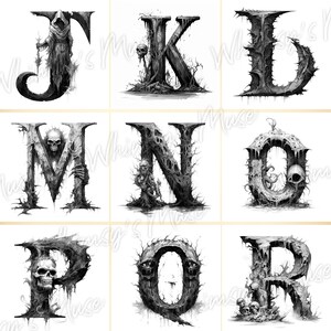 26 Gothic Spooky Alphabet Letters, Fantasy Letters, Png Horror Letters ...