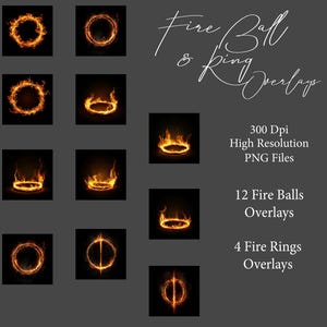 30 Fire Rings and Ball Overlays, Fire Ball Fire Rings Overlays, Photo ...