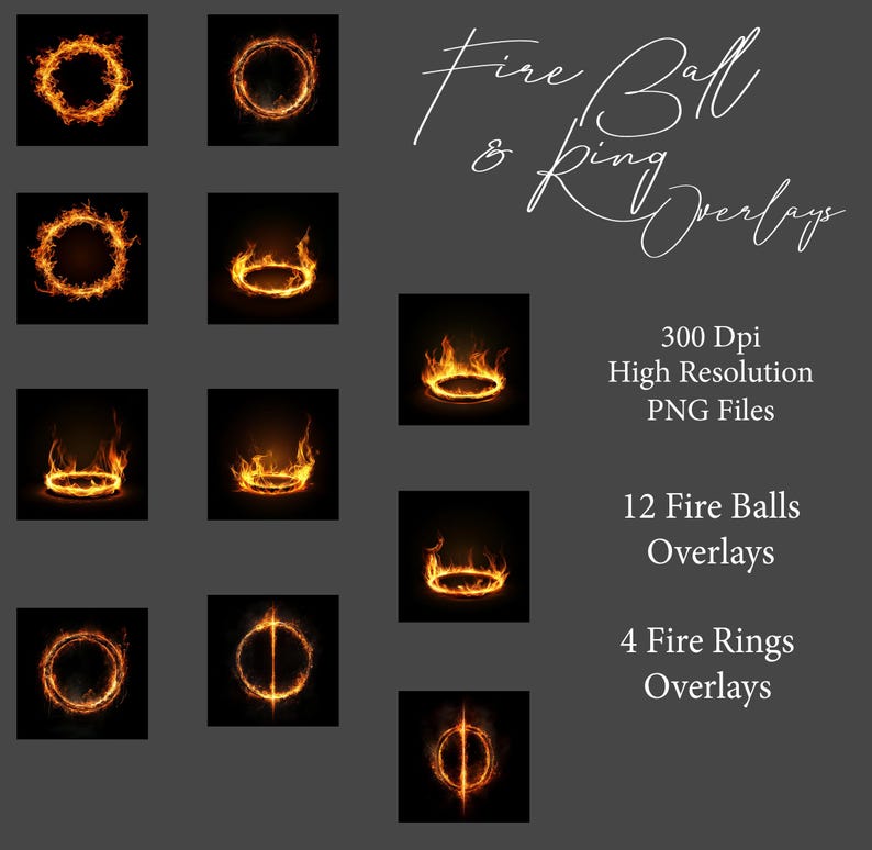 30 Fire Rings and Ball Overlays, Fire Ball Fire Rings Overlays, Photo ...