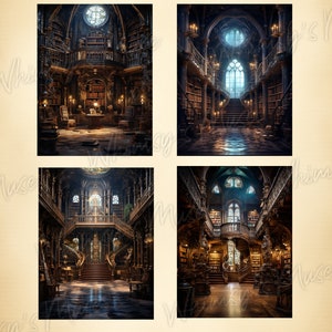 12 Fantasy Wizard Library Realm Background, Magic Library, Scrapbooking ...