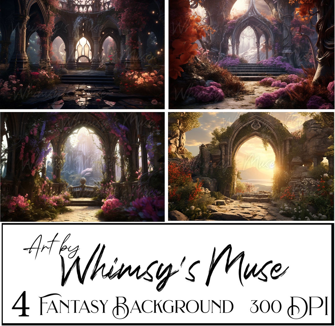 4 Fantasy Realm Background, Fairy Forest, Scrapbooking, Photo Backdrop ...