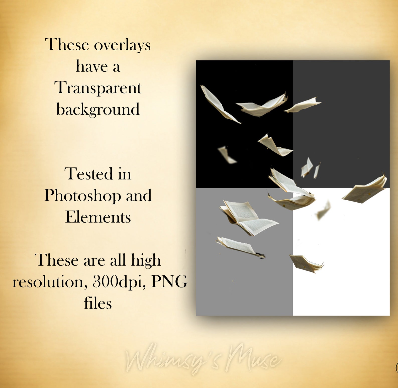 30 Book and Pages Overlays, Floating Pages Overlays, Photo Overlay ...