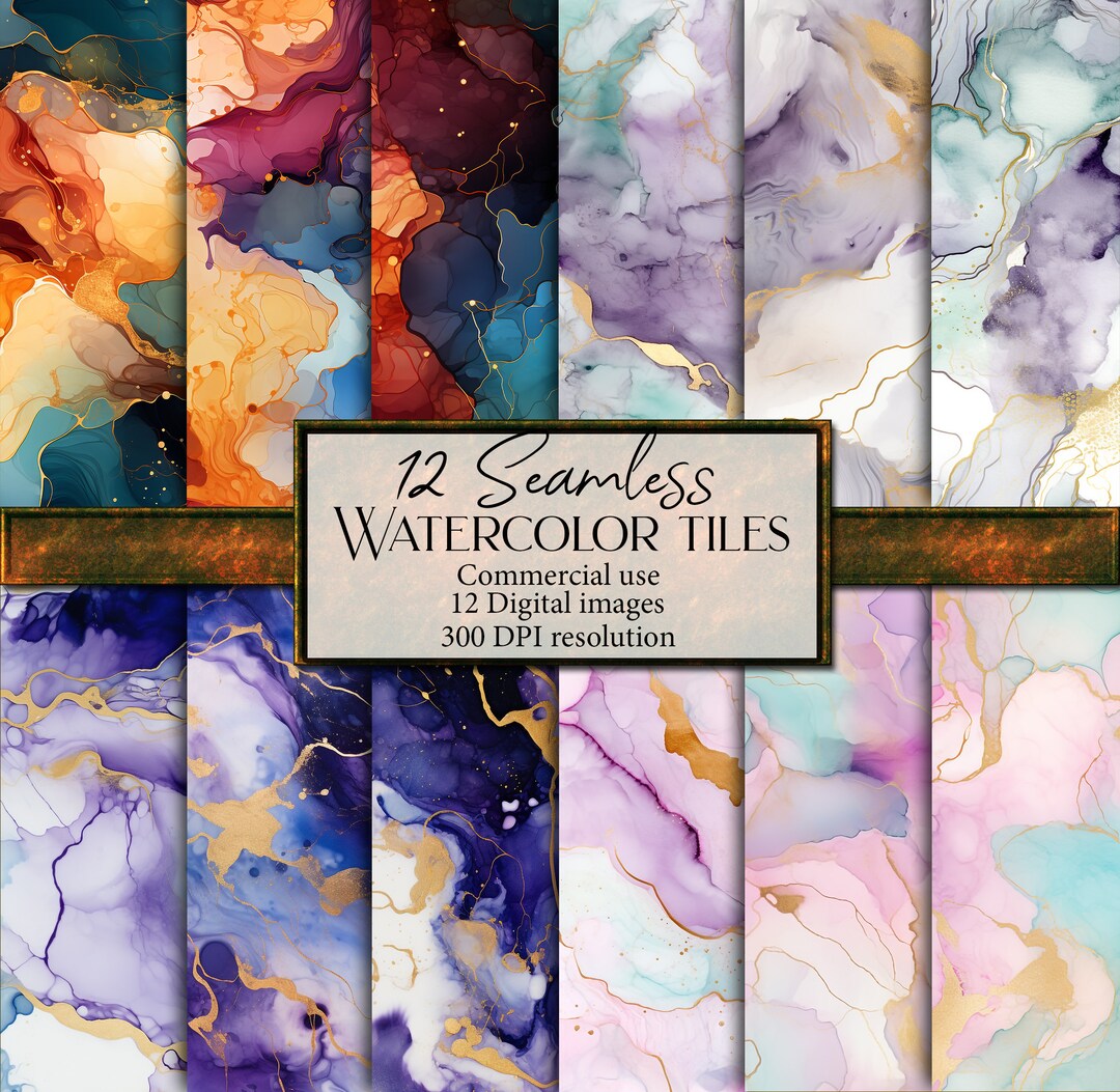 12 Seamless Watercolor Digital Paper, Seamless Tile Paper Pack ...