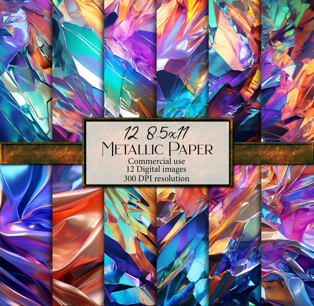 8.5x11 Metallic Paper Textures Digital Paper, Shades of Very Peri ...