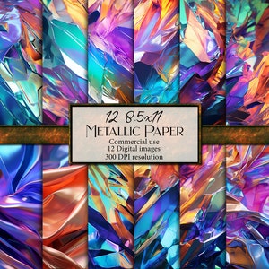 8.5x11 Metallic Paper Textures Digital Paper, Shades of Very Peri ...