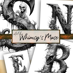 26 Gothic Spooky Alphabet Letters, Fantasy Letters, Png Horror Letters ...