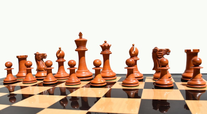 1849 Jaques Cook Type Luxury Wood Chess Pieces 4.4" King Antiqued ...