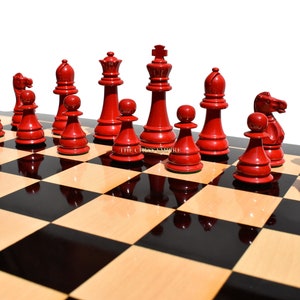 The Windsor Castle Series Luxury Wood Chess Pieces 4" King Red & White ...