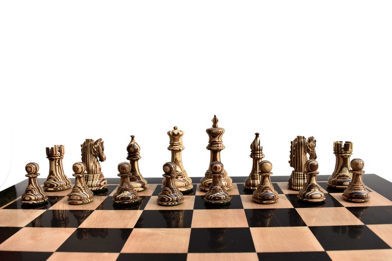 The Hector Series Complete Chess Set Boxwood & Compressed Woods 4" King ...