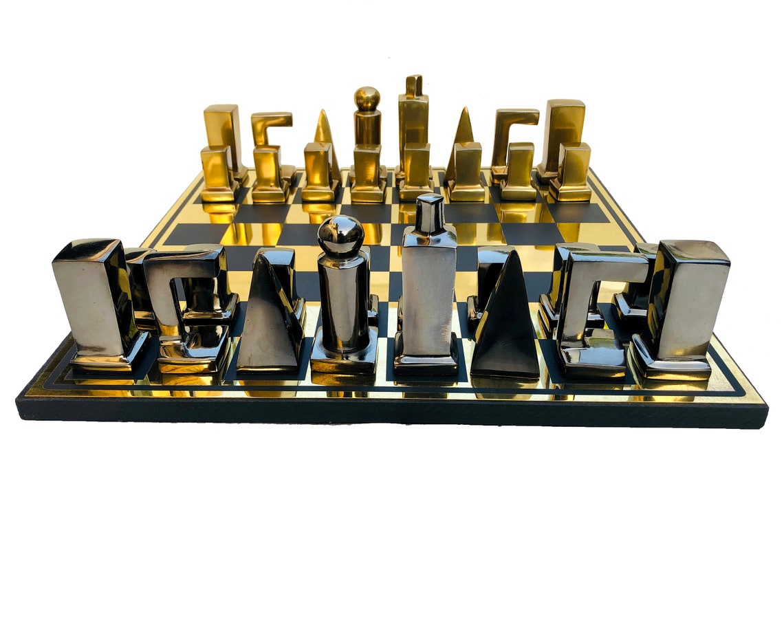 The Modern Series Metal Chess Set 3.25" Chess Pieces With 14" X 14 ...