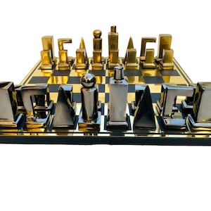The Modern Series Metal Chess Set 3.25" Chess Pieces With 14" X 14 ...