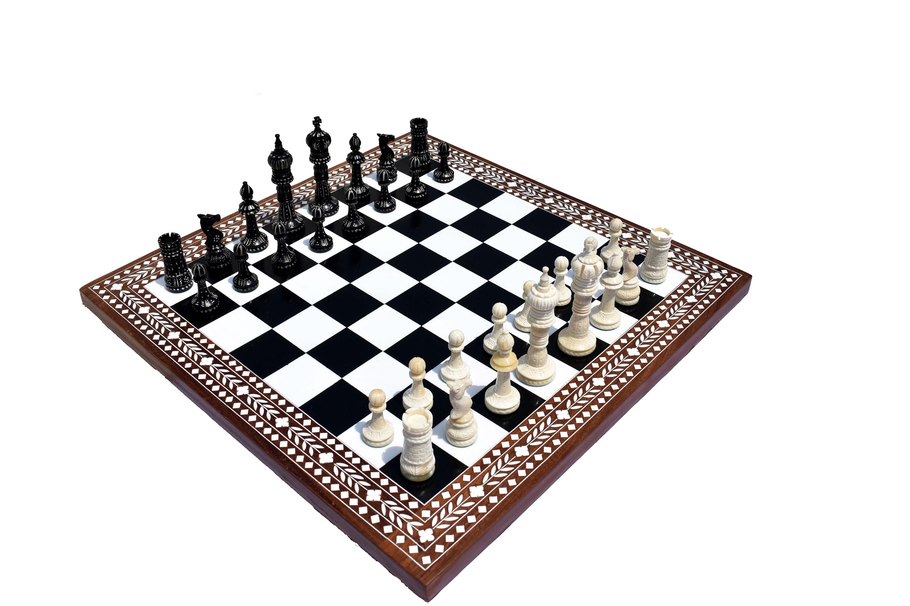 The King Cross Series Complete Chess Set Natural Bone & Black - Etsy