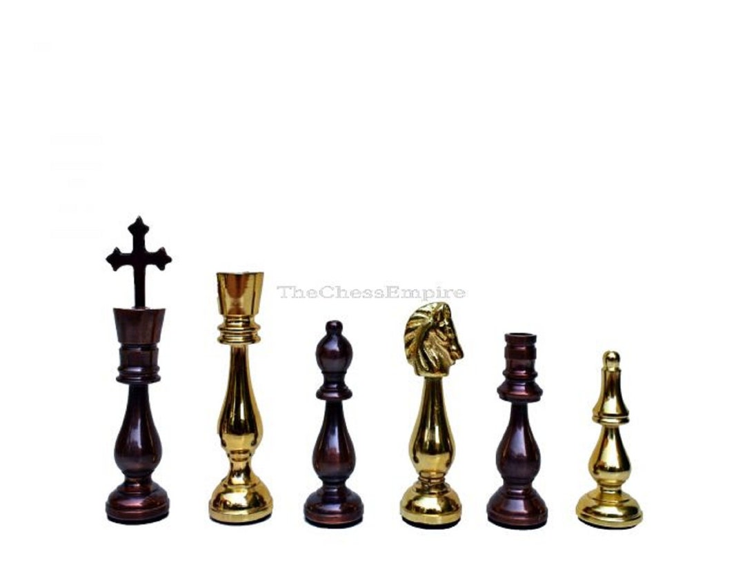 King of Castle Brass Chess Pieces Antiqued Brass/ Brass Solid Brass ...
