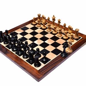 Queens Gambit Series Complete Chess Set Boxwood & Ebony 4" King With 2 ...