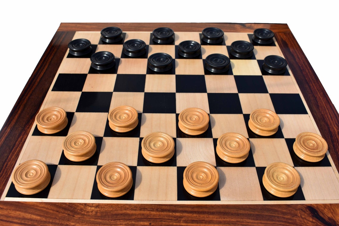 Tournament Series Luxury Wood Complete Checkers Set Boxwood & - Etsy