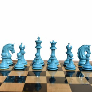 The Sovereign Series Luxury Chess Pieces Turquoise Blue & Black ...
