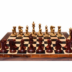 Queens Gambit Series Complete Chess Set Boxwood & Padauk 4" King With 2 ...