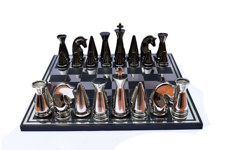 Art Beauty Series Metal Chess Set Aluminum Silver/black Coated | Etsy