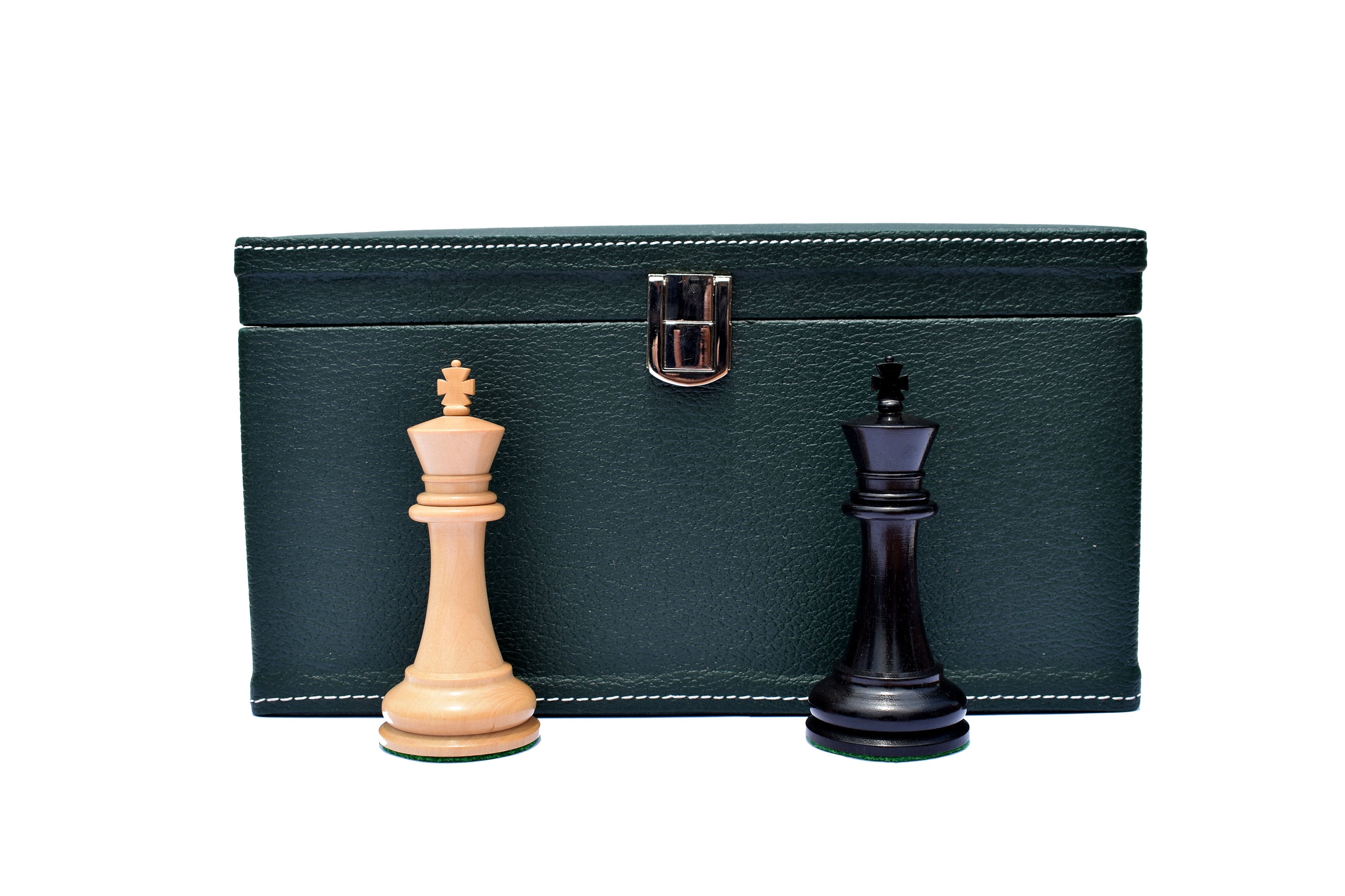 Ocean Green Luxury Chess Set Pieces Storage Leatherette Box for 4" to 4 ...