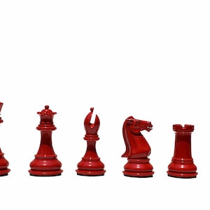 The Pioneer Luxury Wood Complete Chess Set White & Red Lacquered 4 ...
