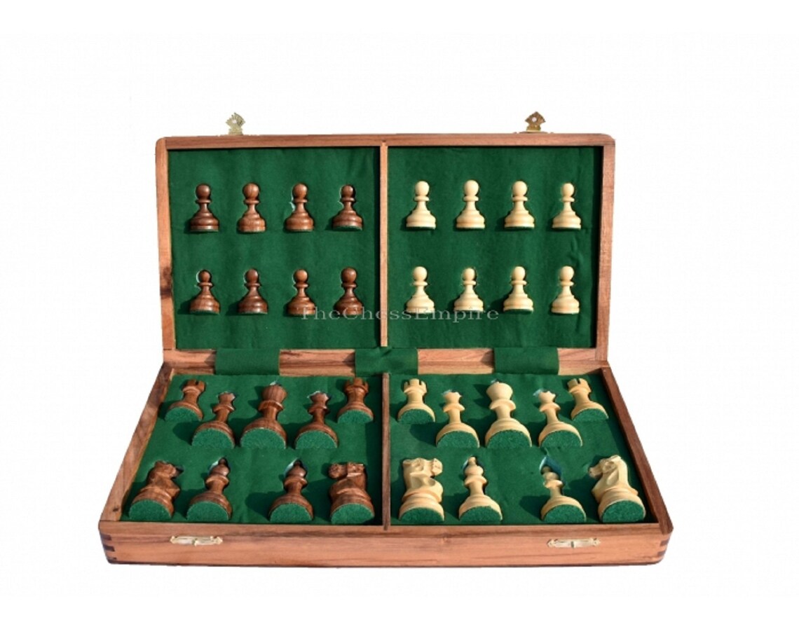 American Series Complete Chess Set Boxwood & Sheesham 3.75" King With ...
