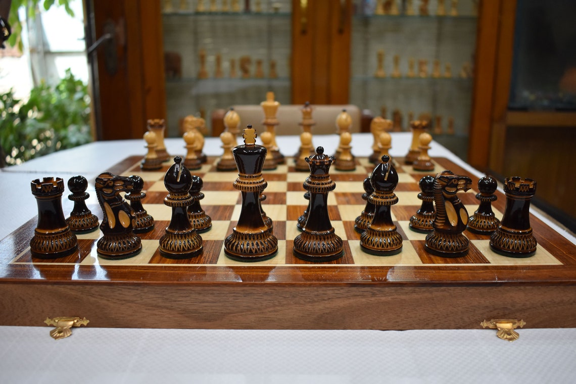 The Parker Boxwood Burnt Series Luxury Chess Set With 3.75 - Etsy