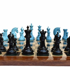 The Sovereign Series Luxury Complete Chess Set Turquoise Blue & Black ...