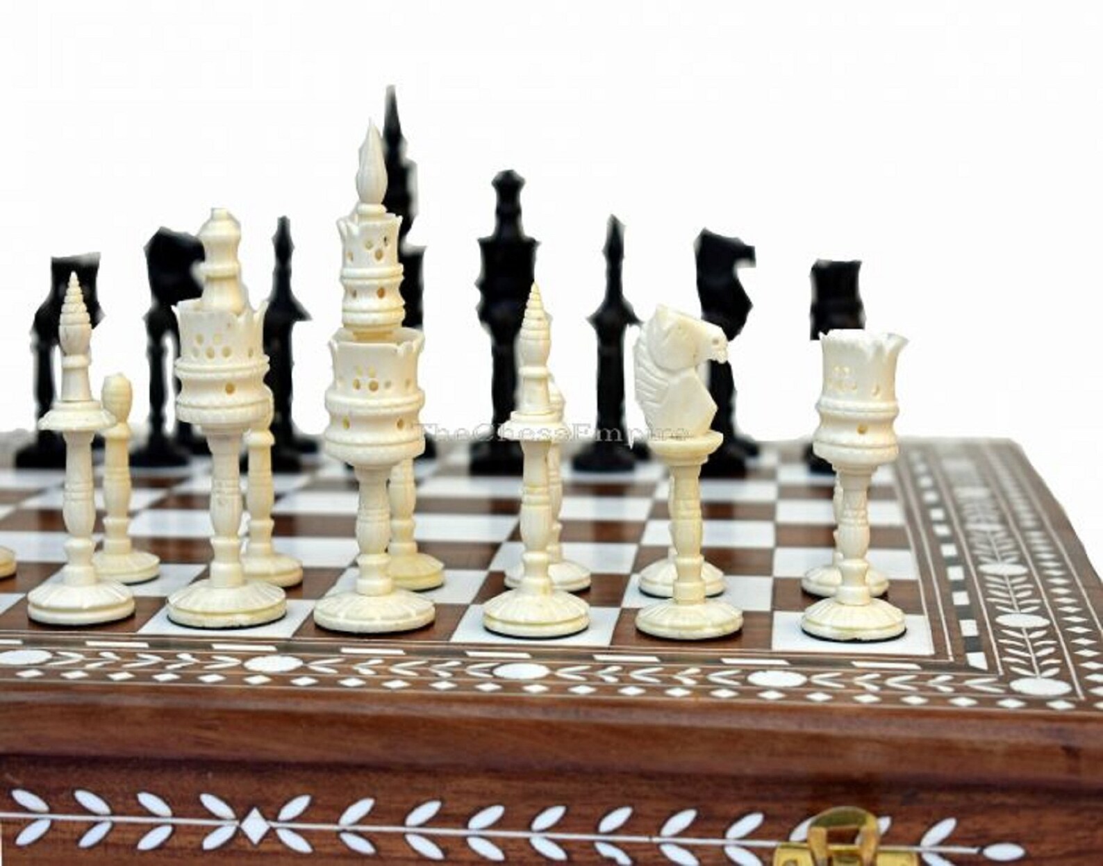 Complete Chess Set Combo Lotus Flower 4 King Bone Chess | Etsy