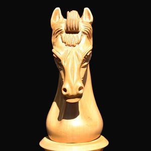 Hand Carved Boxwood Stallion Chess Knight Paperweight - 6" - Etsy