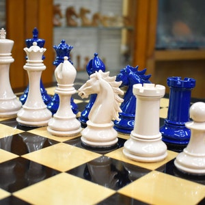The Emperor Series Luxury Chess Set Chess Pieces Pearl White & Royal ...
