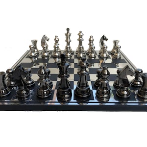 New Staunton Complete Metal Chess Set 3.25" Aluminum Chess Pieces With ...