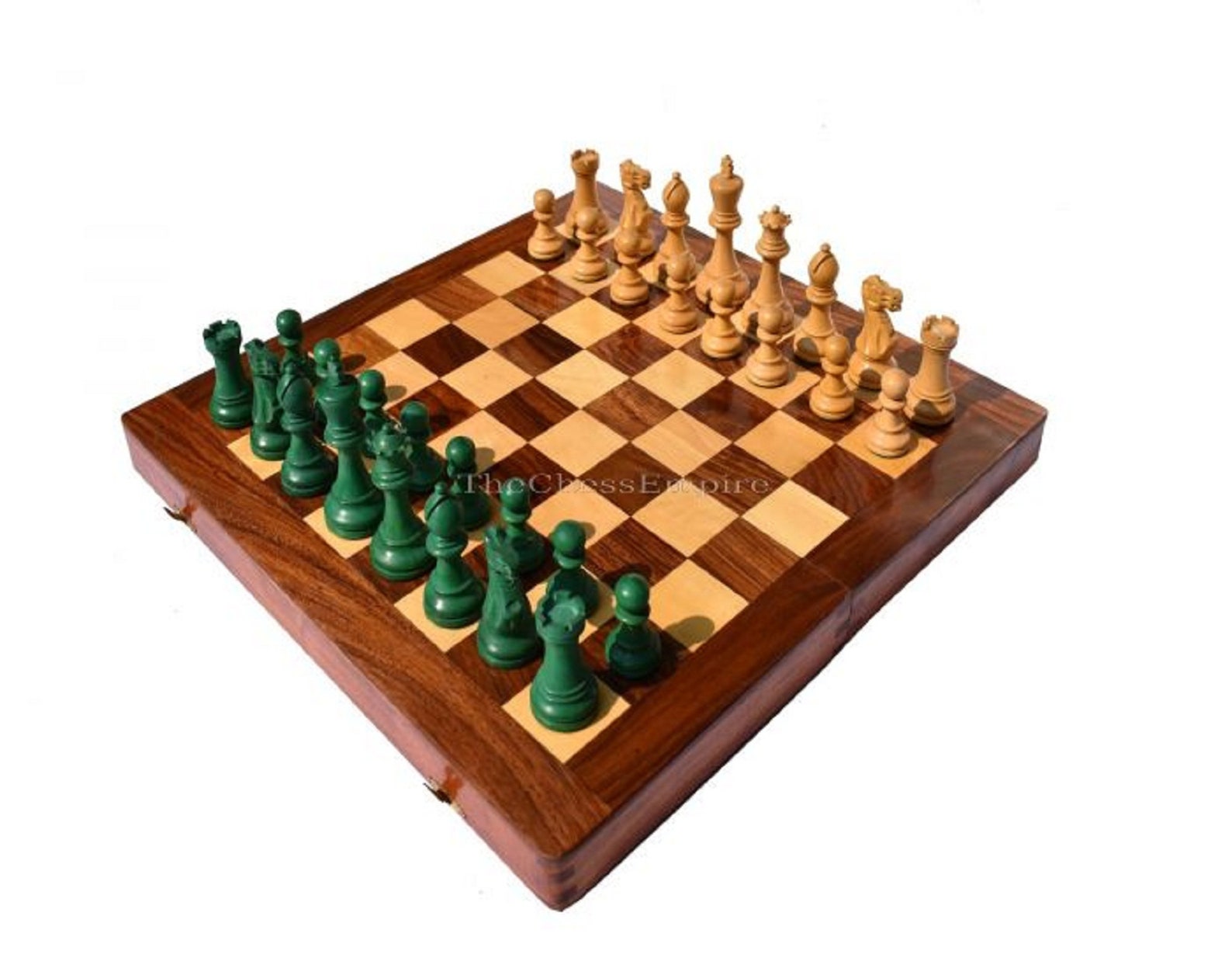 Complete Chess Set Combo Grandmaster Series Boxwood & Green - Etsy