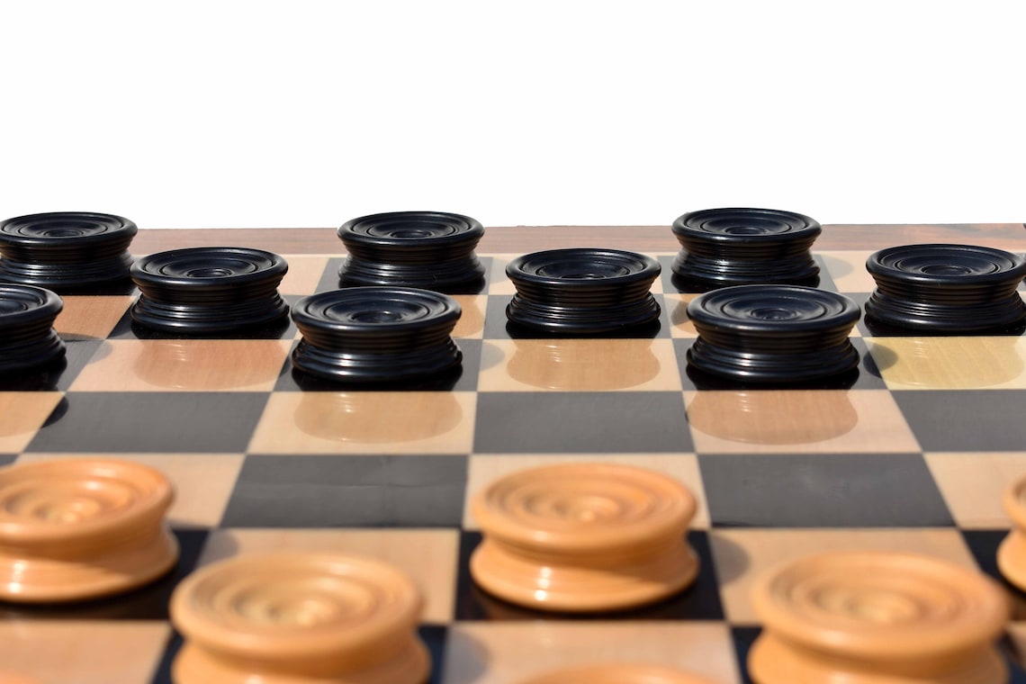 Tournament Series Luxury Wood Complete Checkers Set Boxwood & - Etsy