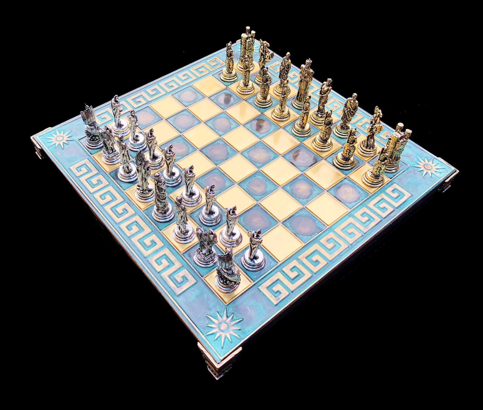 Battle of Troy Theme Chess Set 28 X 28 Cm Bronze Chess Board With 2.5 ...