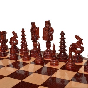 Santa Clause Series Luxury Wood Chess Pieces 5.5" King Boxwood & Padauk ...