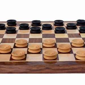 Tournament Series Luxury Wood Complete Checkers Set Boxwood & Ebonized ...