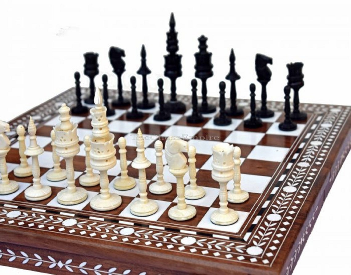 Complete Chess Set Combo Lotus Flower 4 King Bone Chess | Etsy