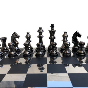 New Staunton Complete Metal Chess Set 3.25" Aluminum Chess Pieces With ...