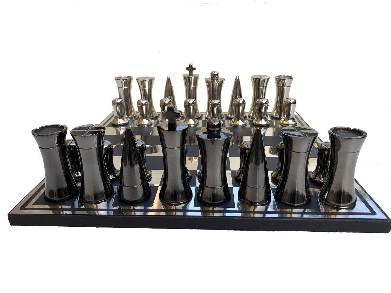 Art Deco Complete Aluminum Chess Set 3.5 Metal Pieces - Etsy