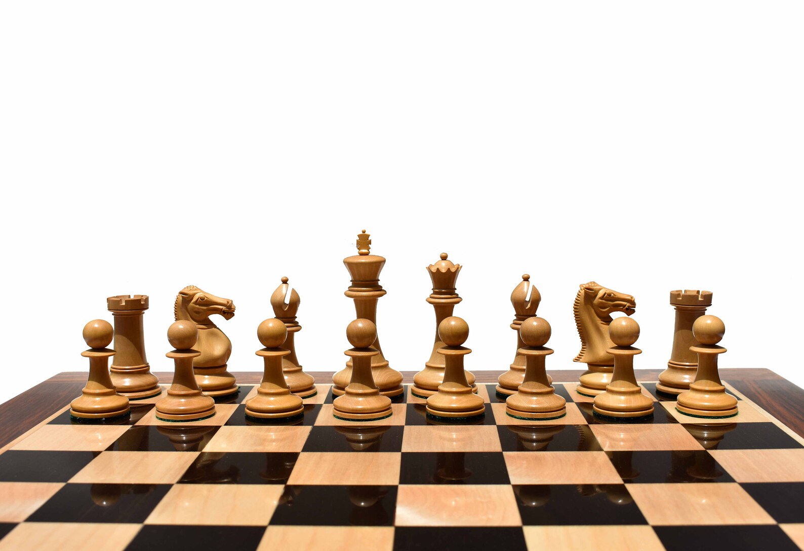 Queens Gambit Series Luxury Wood Chess Pieces Boxwood & Ebony 4" King ...