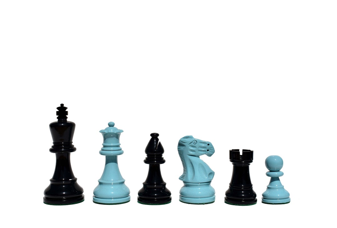 AIW-350 Luxury Chess Pieces Turkish Blue & Black 3.75" King Staunton ...